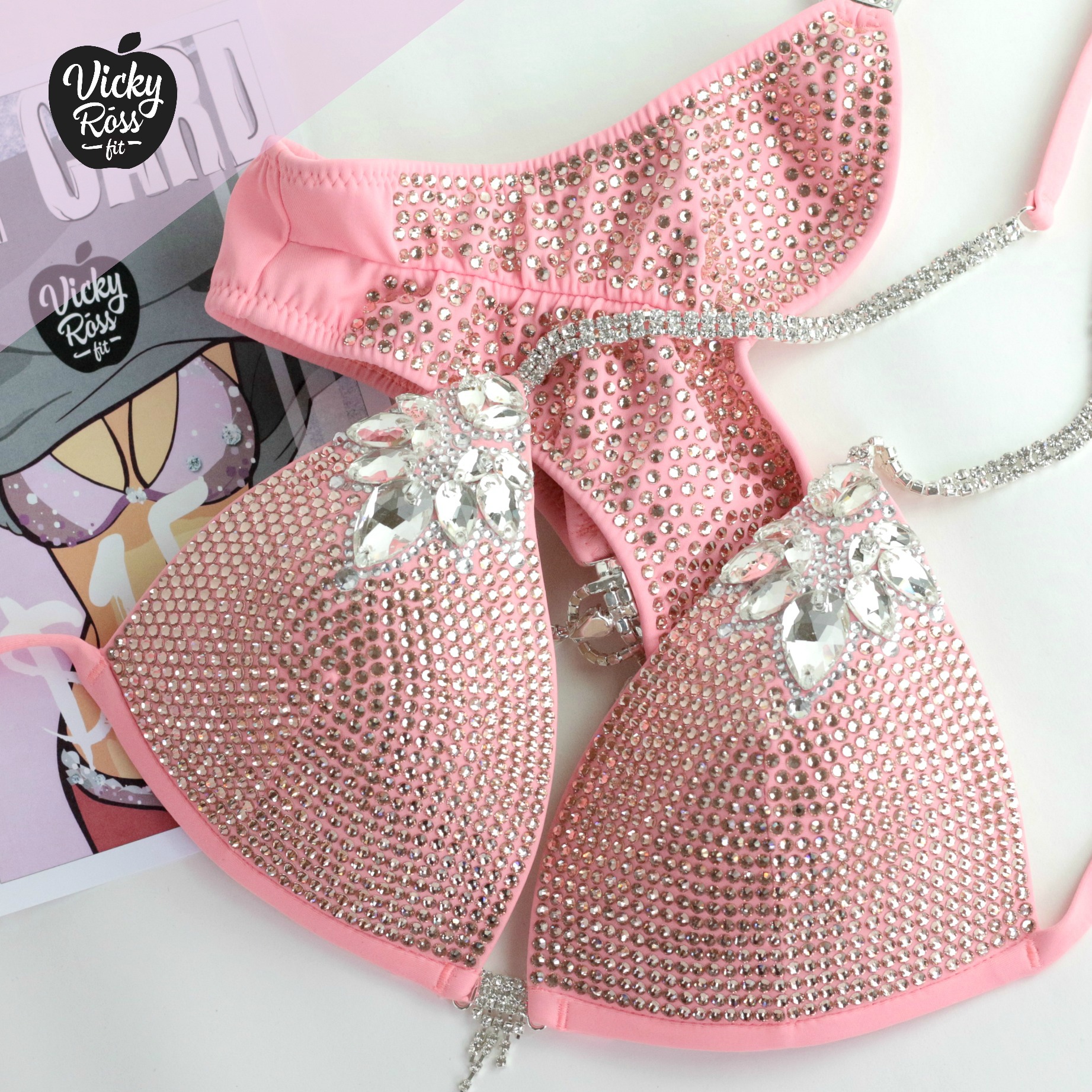 Crystal Designer Bikini | La-la-Diva Peach Bikini - Vicky Ross Fit